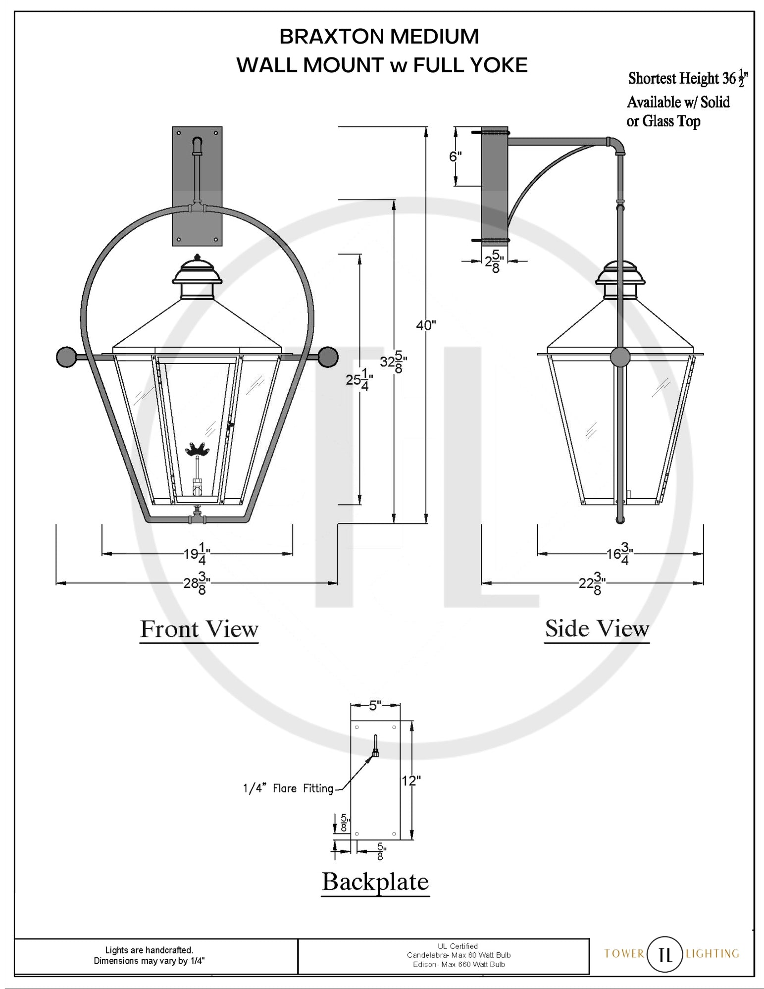 Braxton Copper Lantern - Wall Mount with Full Yoke– Tower Lighting