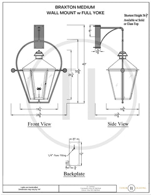 Braxton Copper Lantern - Wall Mount with Full Yoke– Tower Lighting