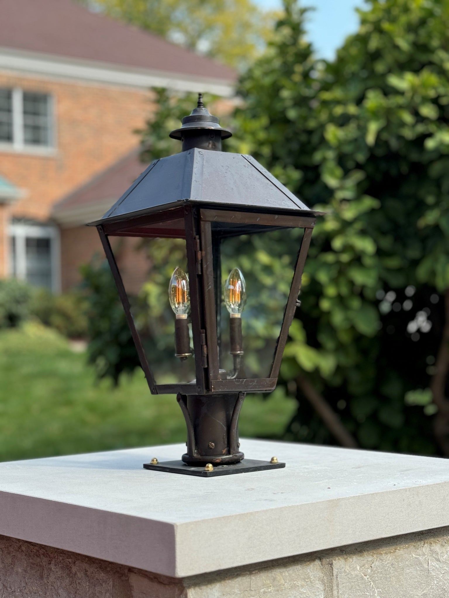 Classic Copper Lantern - Pier Mount / Electric– Tower Lighting