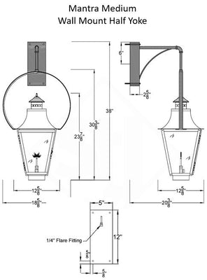 Mantra Copper Gas Lantern - Wall Mount with Half Yoke– Tower Lighting