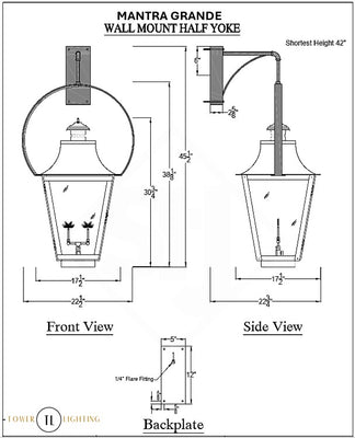 Mantra Copper Gas Lantern - Wall Mount with Half Yoke– Tower Lighting