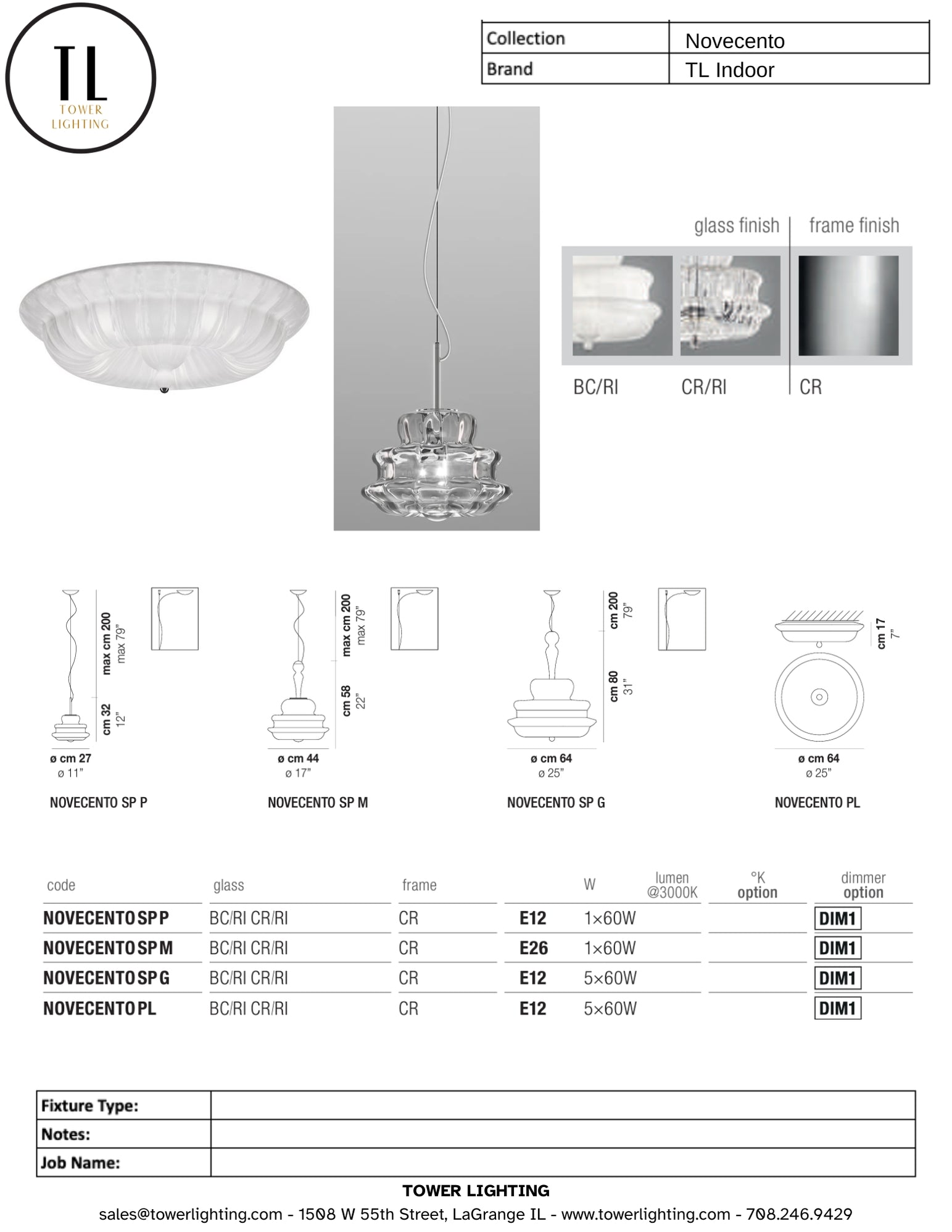 Novecento Ceiling– Tower Lighting