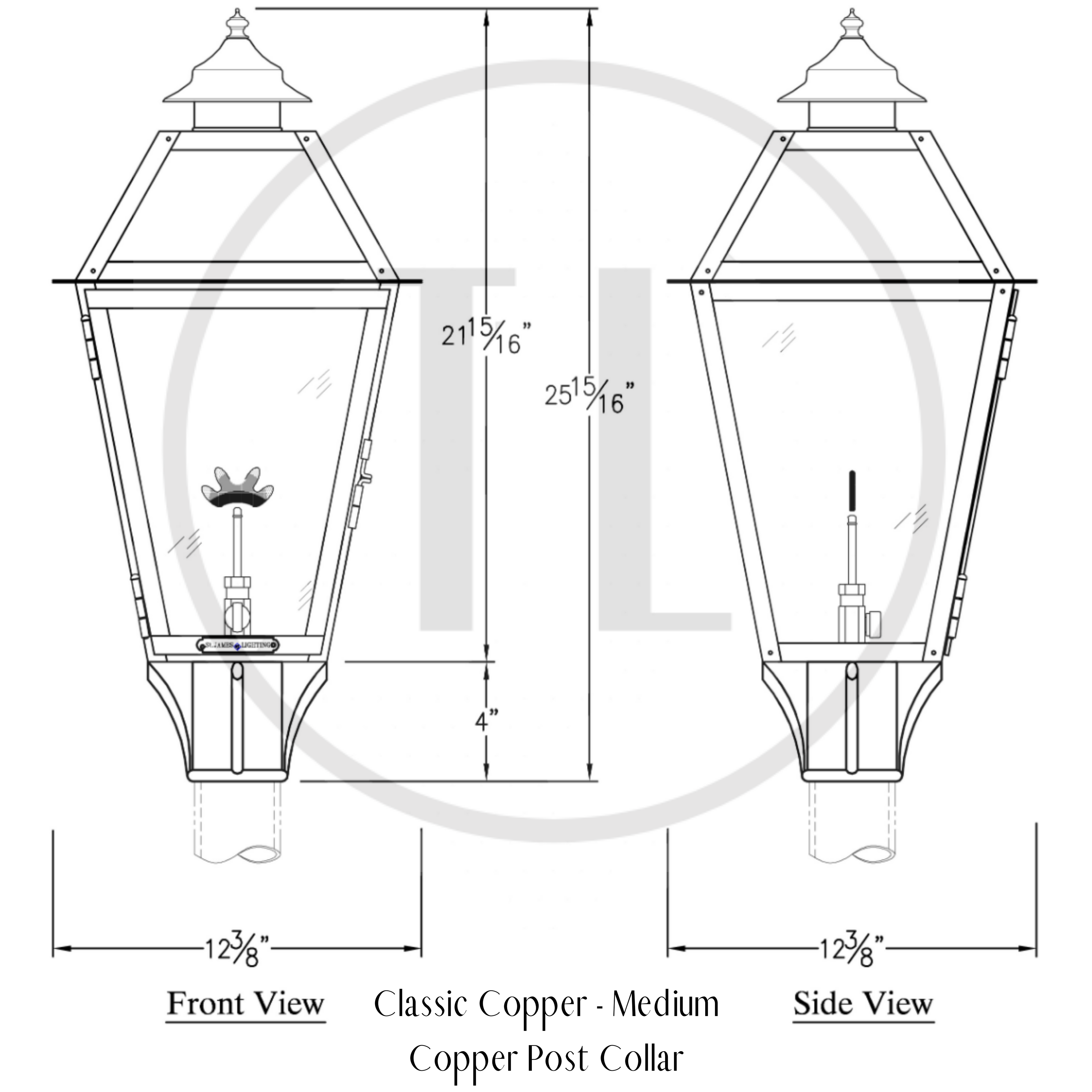 Classic Copper Lantern - Pier Mount / Electric– Tower Lighting