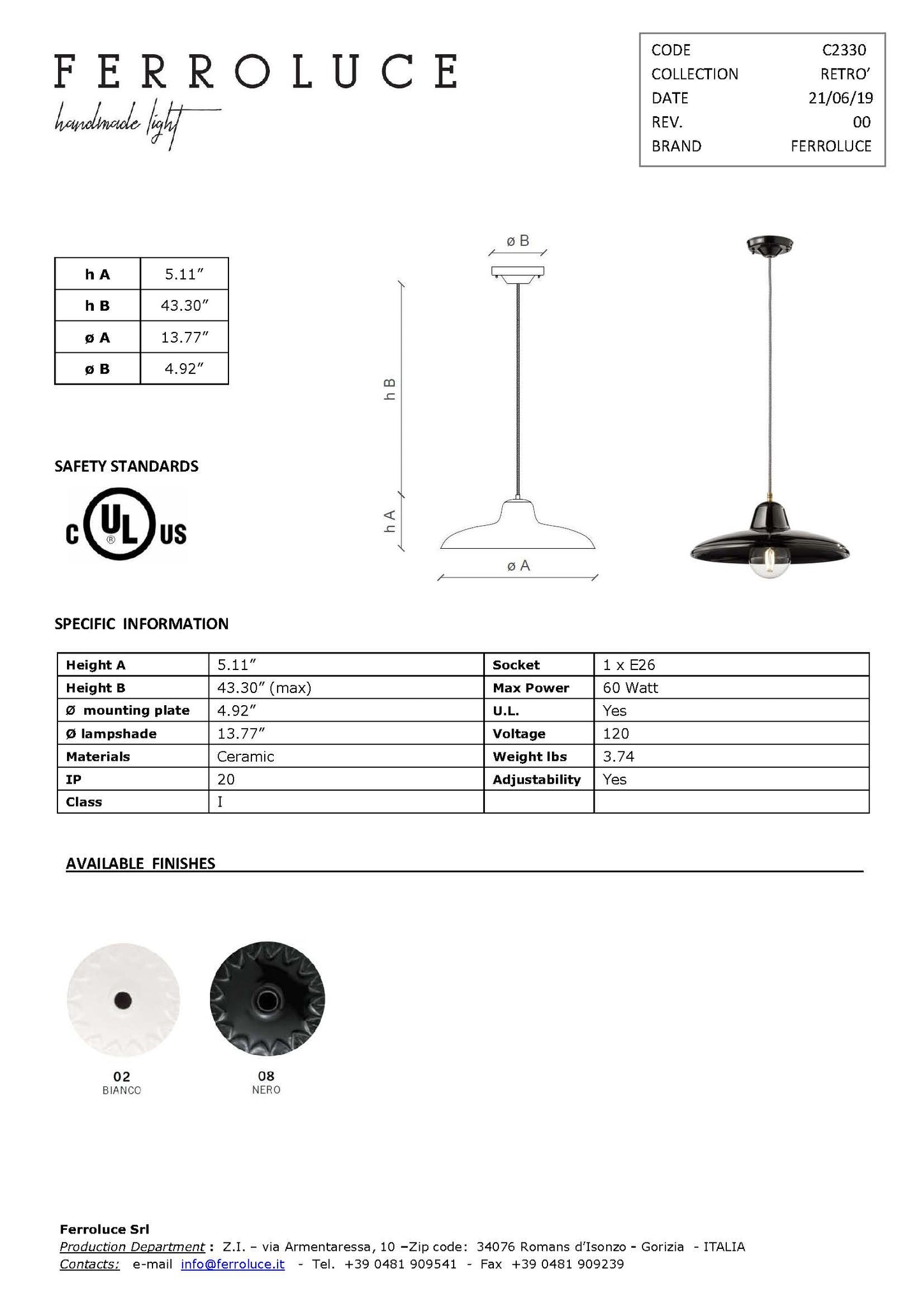 C2330 Retrò Black & White– Tower Lighting