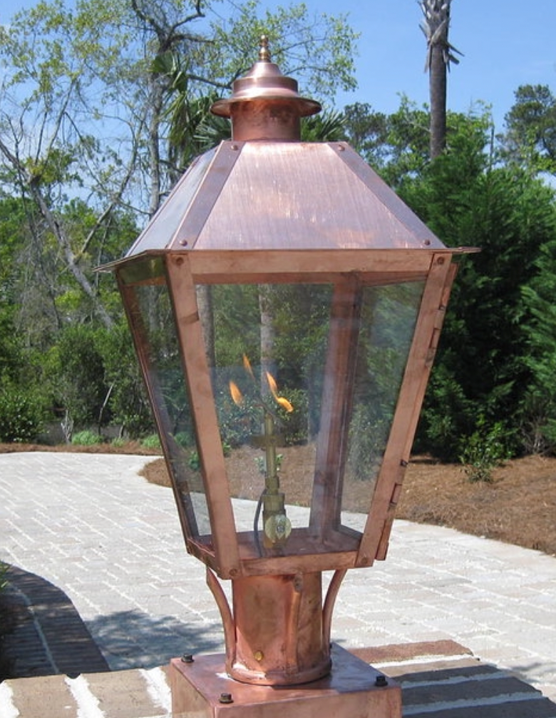 Classic Copper Gas Lantern - Pier Mount– Tower Lighting