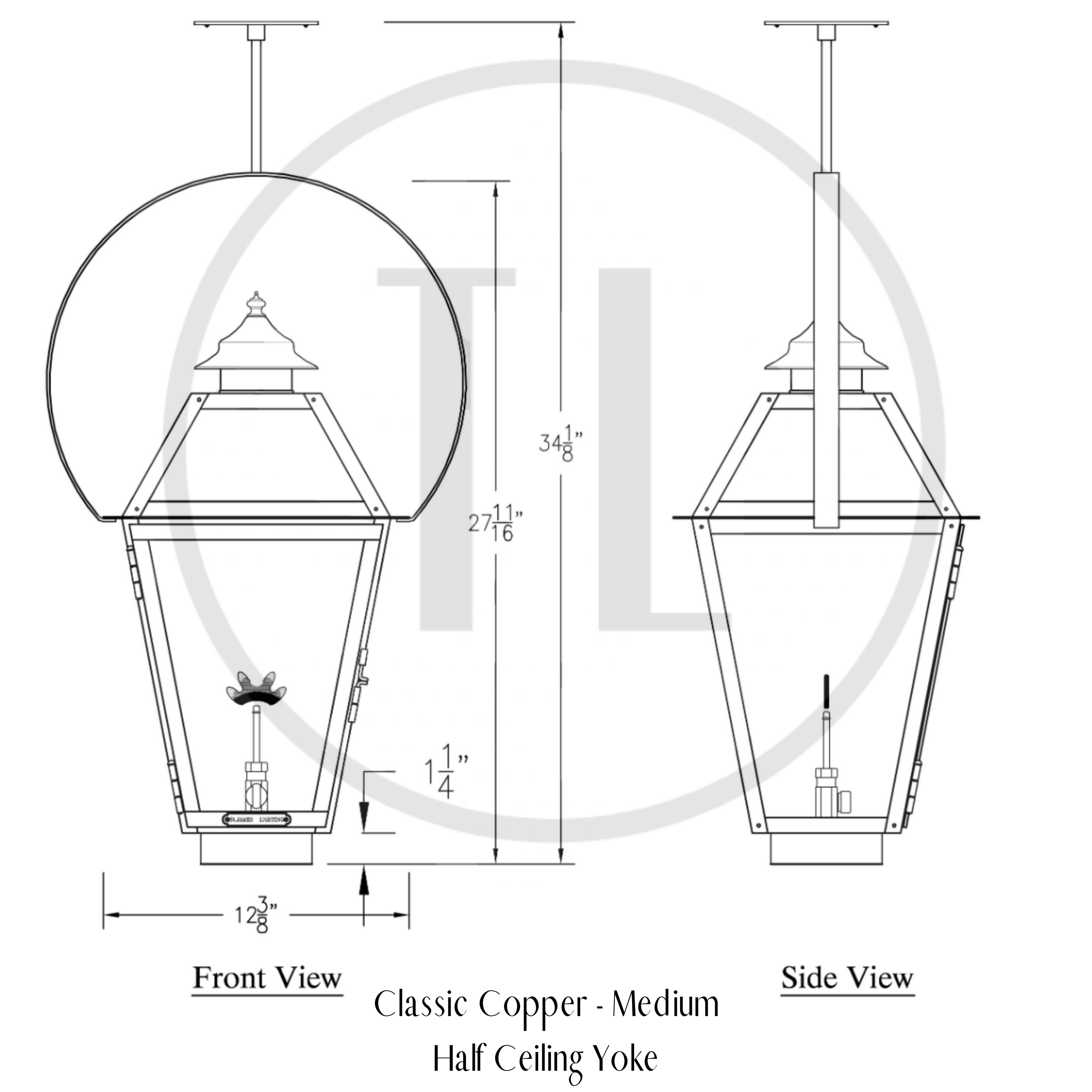 Classic Copper Gas Lantern - Hanging With Half Yoke– Tower Lighting