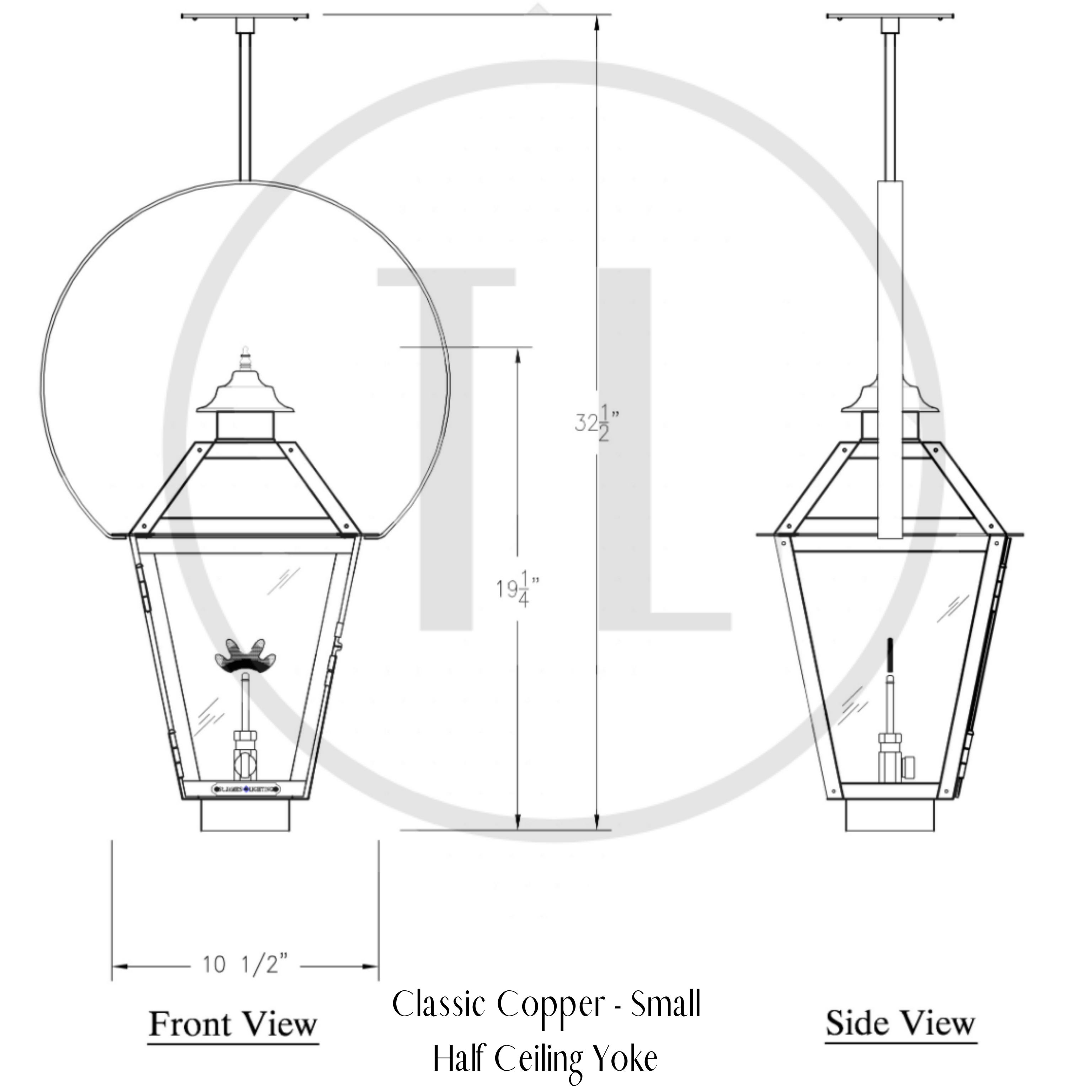 Classic Copper Gas Lantern - Hanging With Half Yoke– Tower Lighting